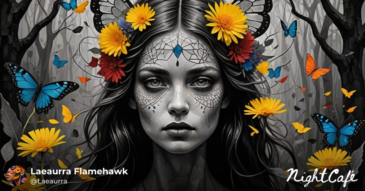 Winged fairies in a Million Dandelion dreamscape, making wishes collaboration Paul Klee and Tim ...