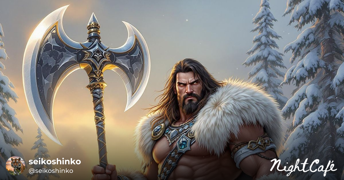 Conan in Fur-Lined Tribal Armor, Wielding Juggerna... - AI Art