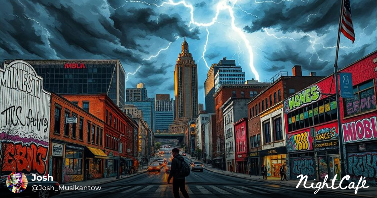 lightning storm - Minneapolis Cityscape in Lightning Storm,