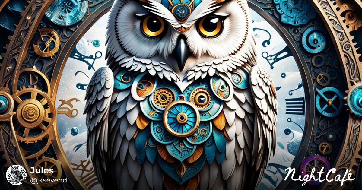 Clockwork owl - Clockwork Owl in Cosmic Runes, Detailed 3D A...