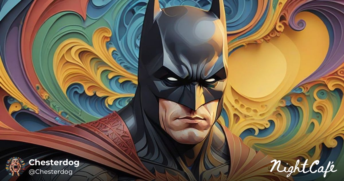 Batman - Abstract Batman Vector Fractal Art with Gouache Det...