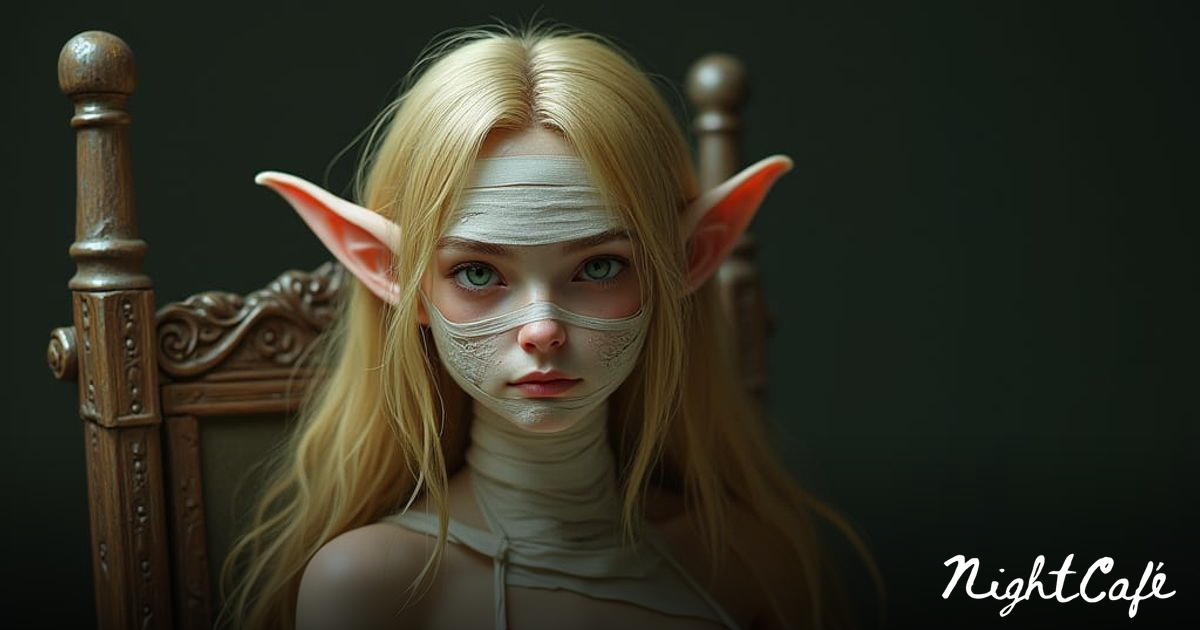 Ethereal Elf Maiden with Golden Hair and Wounded S... - AI Art