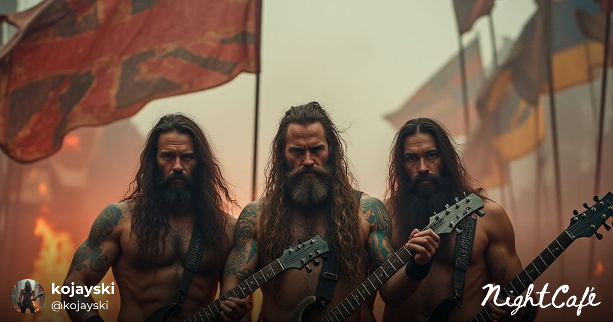 Metal Musicians Unleash Ferocity in a Hellish, Smo... - AI Art