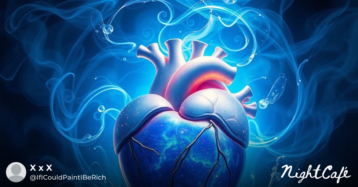 Ethereal Heart Radiates Inner Light Within Sapphir... - AI Art