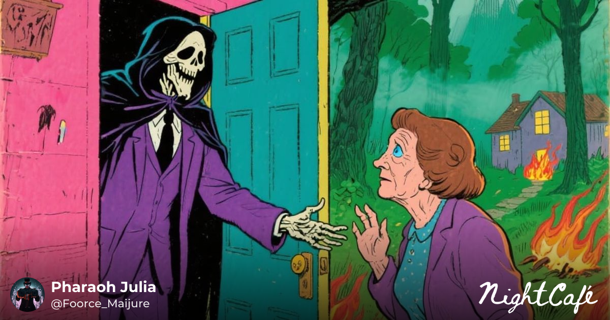 Grim Reaper's Pulp Fiction: A Vintage Encounter - AI Art