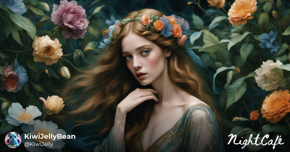 Portrait. - Pre-Raphaelite Woman in Ethereal Garden