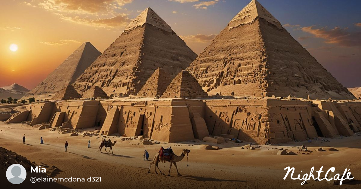 Egypt's Golden Age: Pyramids in the Setting Sun - AI Art