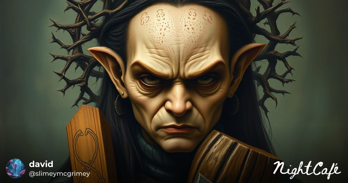 Mystical Mutated Woman in a Halo of Thorns - AI Art