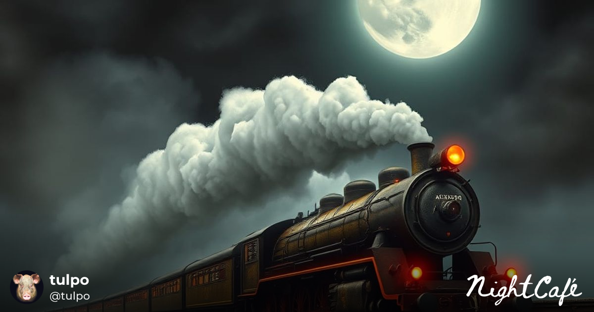 Majestic Steam Locomotive Drives Under Full Moon i... - AI Art