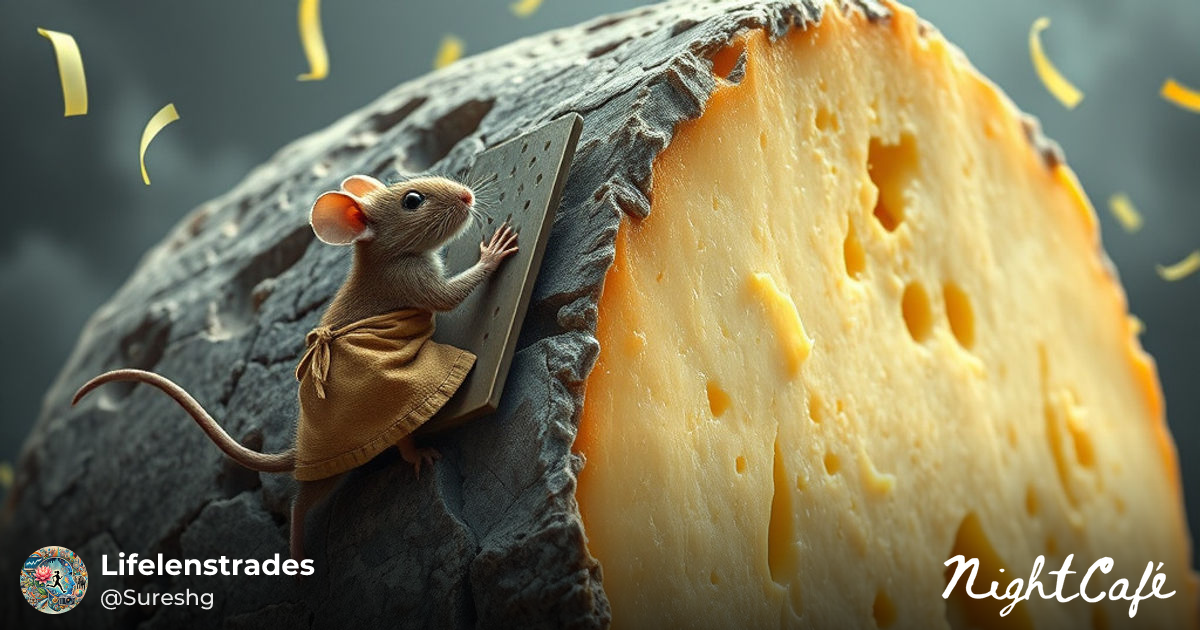 Cheese grater - Mouse Climbing Cheese Wheel in Whimsical Rea...