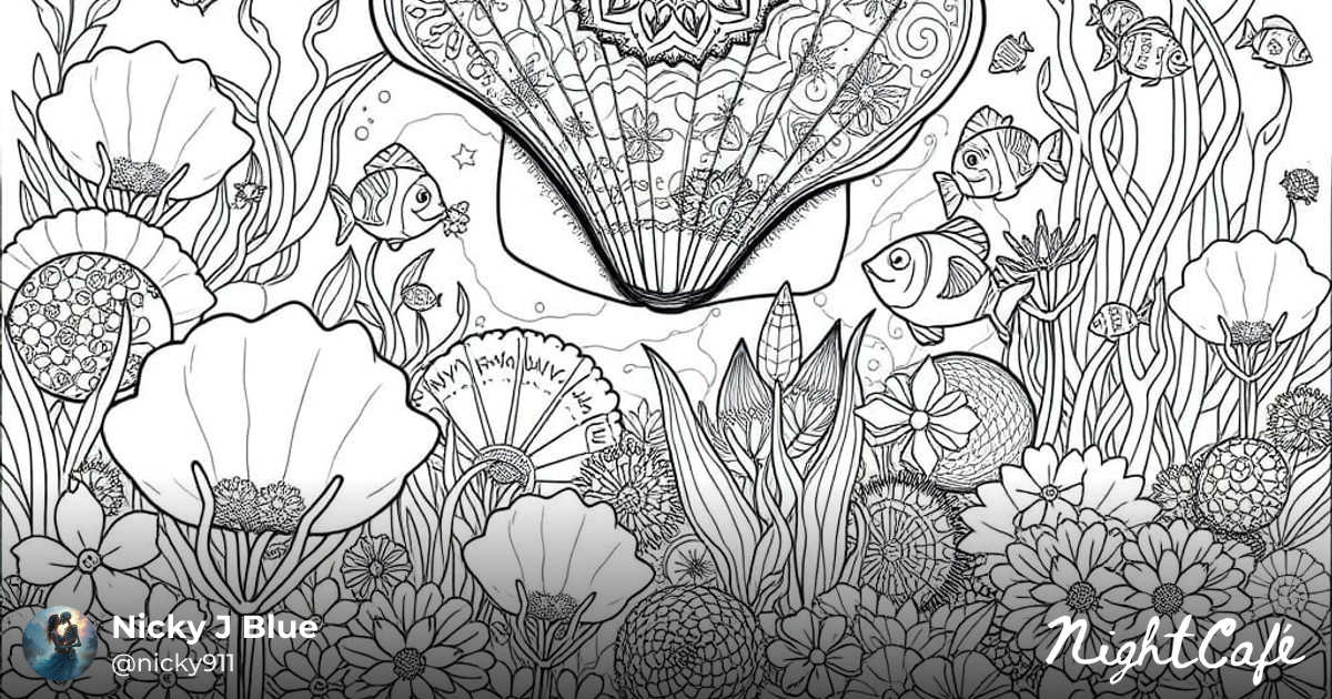 Underwater World in Whimsical Black and White Line... - AI Art