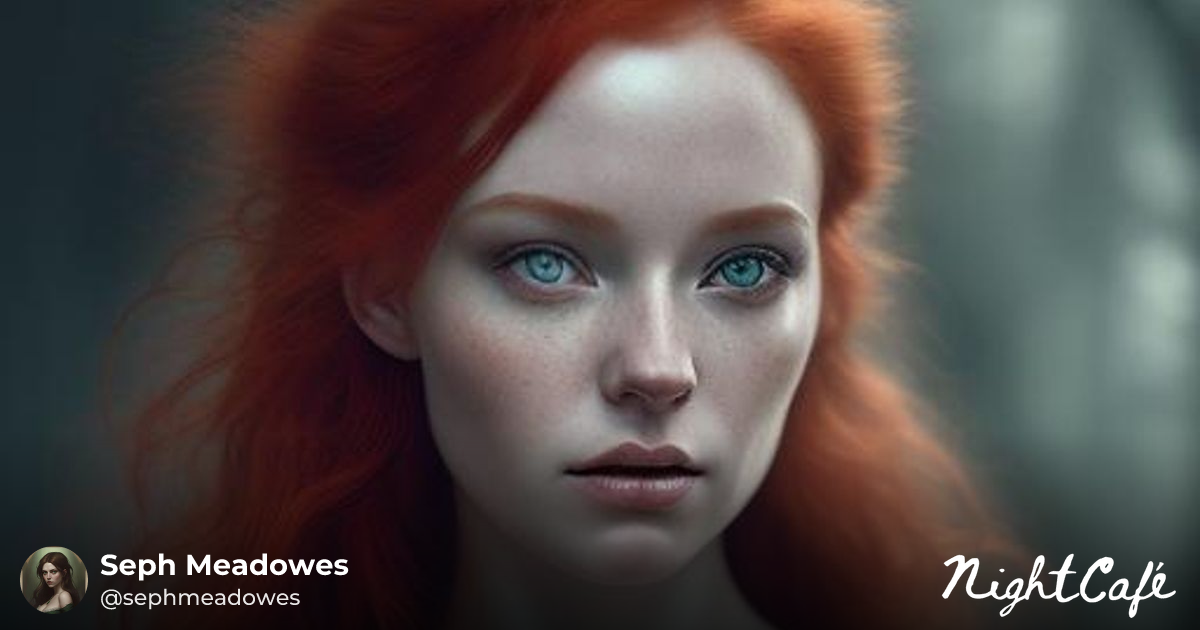 Fae Woman Portrait with Red Hair, Hyperrealistic - AI Art