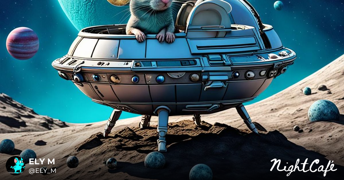 Chibi Aqua Mouse in Spaceship on Moon - AI Art