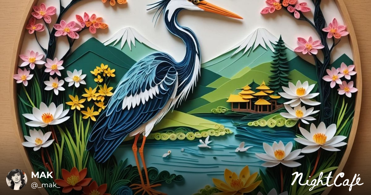 heron lake Japanese papercraft quilling