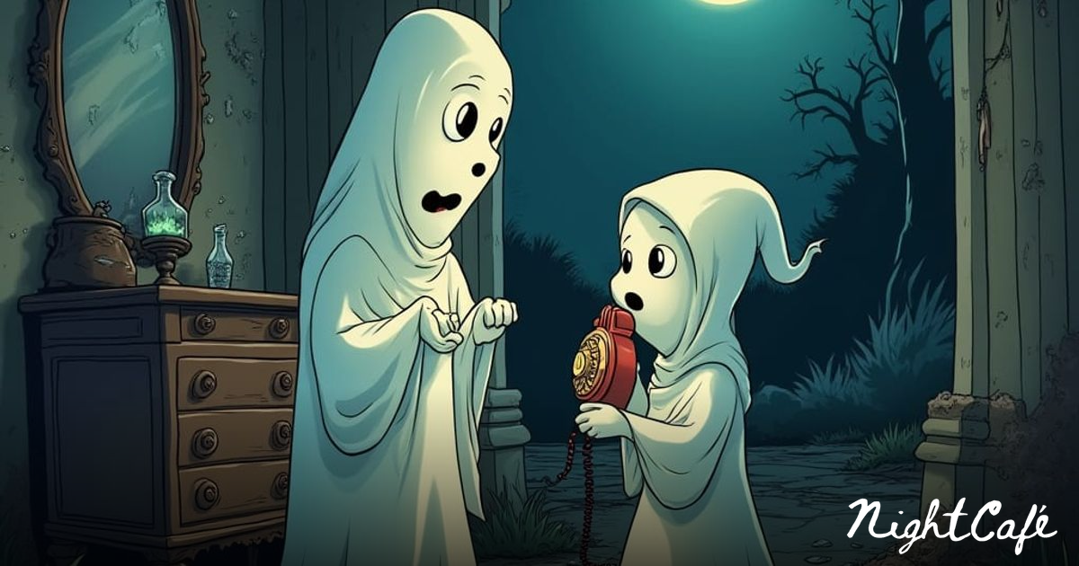 Whimsical Ghosts Converse in Haunted Mansion Style - AI Art