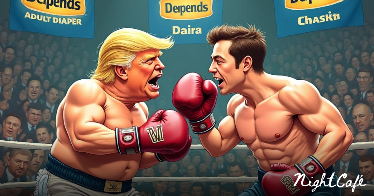Trump and Musk Boxing Match in Hanna-Barbera Style - AI Art