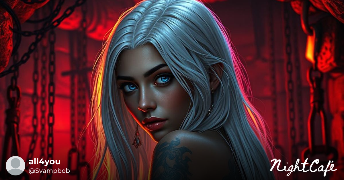 Dark Fantasy Mulatto Goddess in Dungeon Chains - AI Art