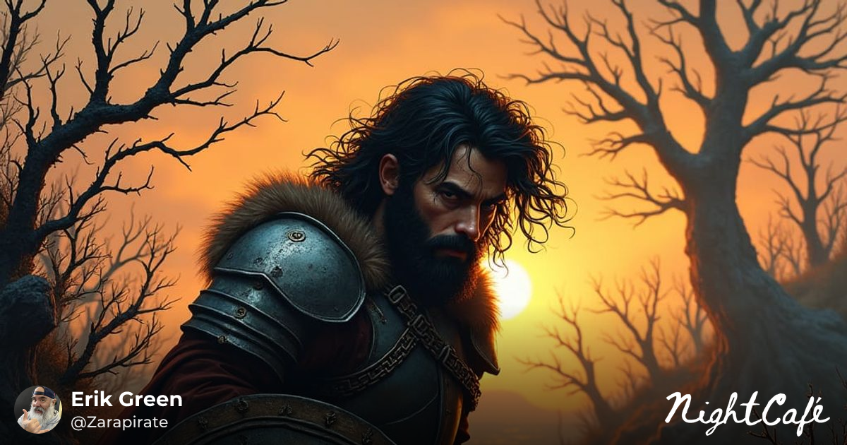 Paladin in Dark Fantasy Landscape, Gritty Realism - AI Art