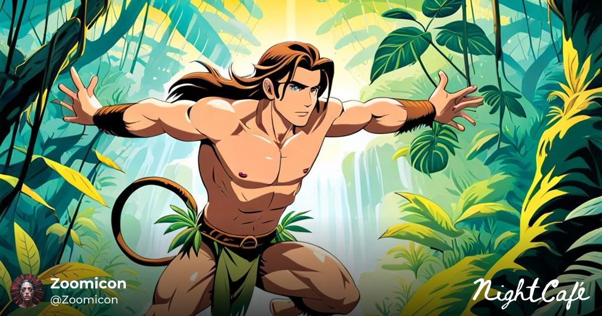 Tarzan - Tarzan in Lush Jungle, Detailed Matte Painting