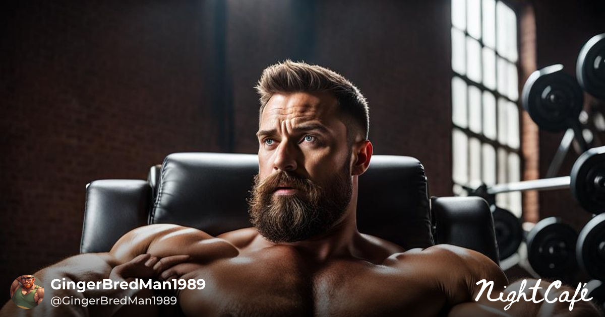 Bodybuilder in a recliner - Bodybuilder Relaxing in Recliner...