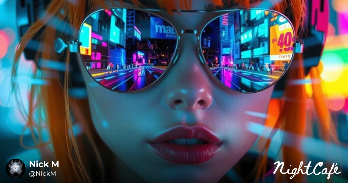 Razorgirl - Neon Rush - Double Exposure Over Abstract Data S...