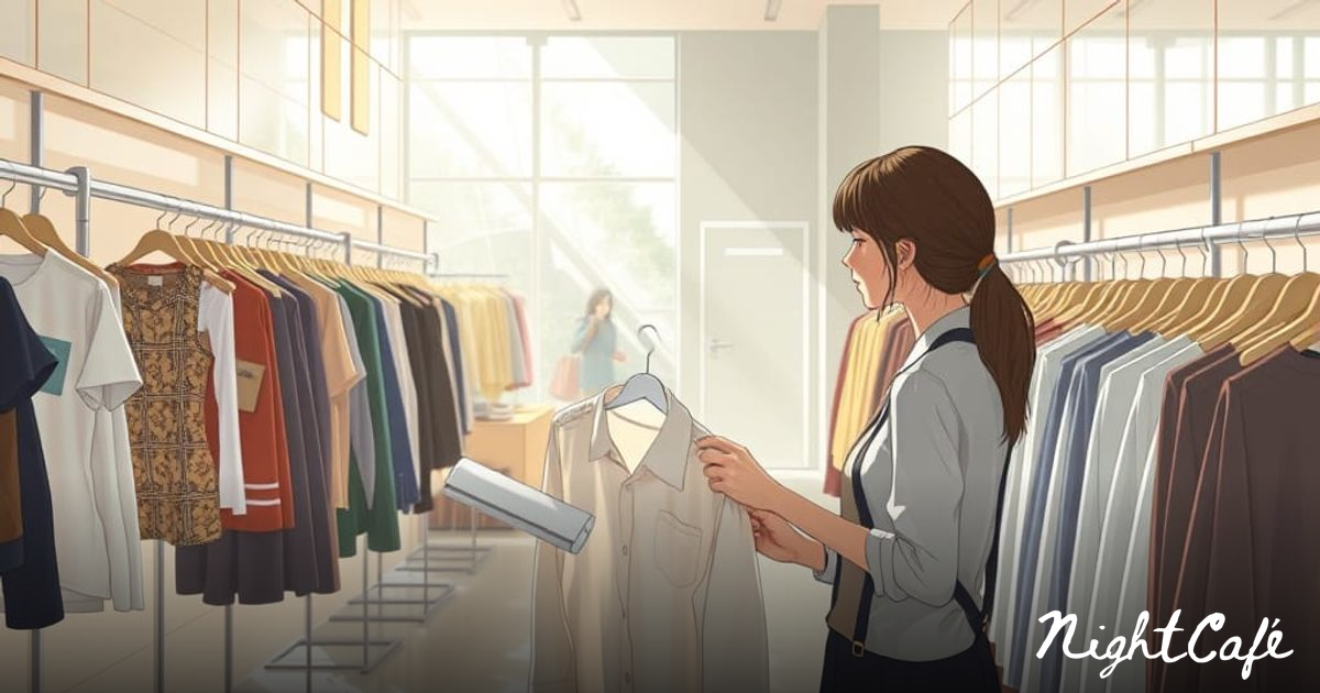 Chic Woman Shopping in Modern Store: Digital Art - AI Art