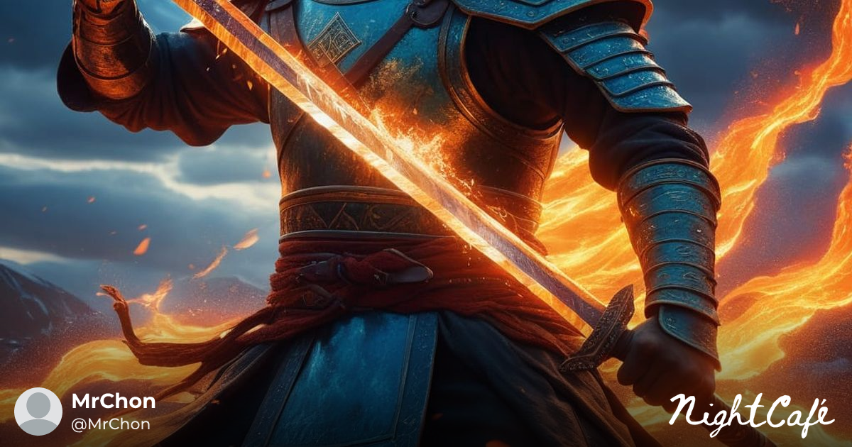 Flaming Sword - Dramatic Clash of Flaming and Icy Swords in ...