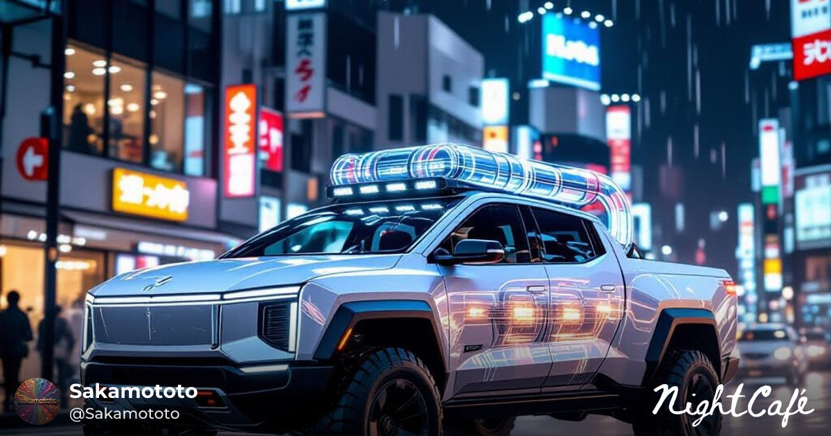 Cybertruck-sized SUV with transparent pneumatic tube networks instead of windows