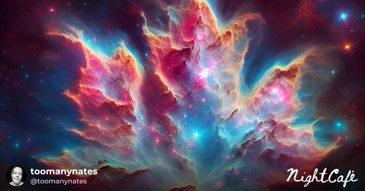 Maple Leaf Nebula - Luminous Maple Leaf Nebula in Deep Space