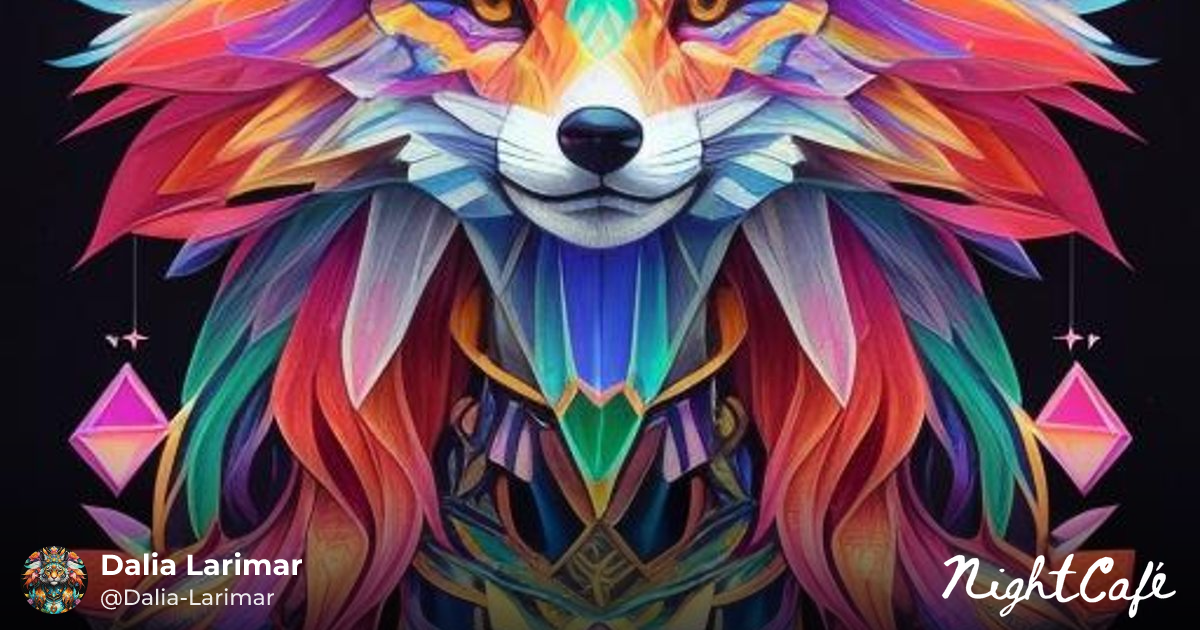 Psychedelic Cubist Fox in Iridescent Colors - AI Art