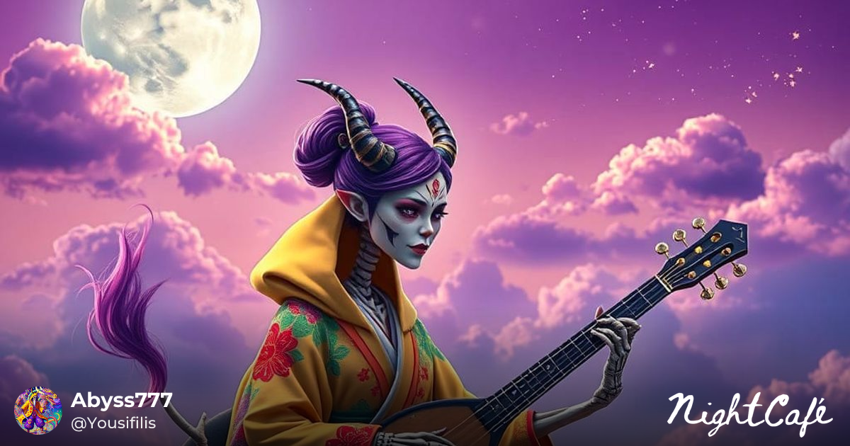 Beautiful humanoid Japanese Geisha oni angel woman with cute small ...