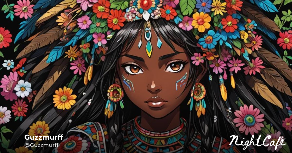 Aztec Girl in Anime Manga Graffiti Art Style - AI Art