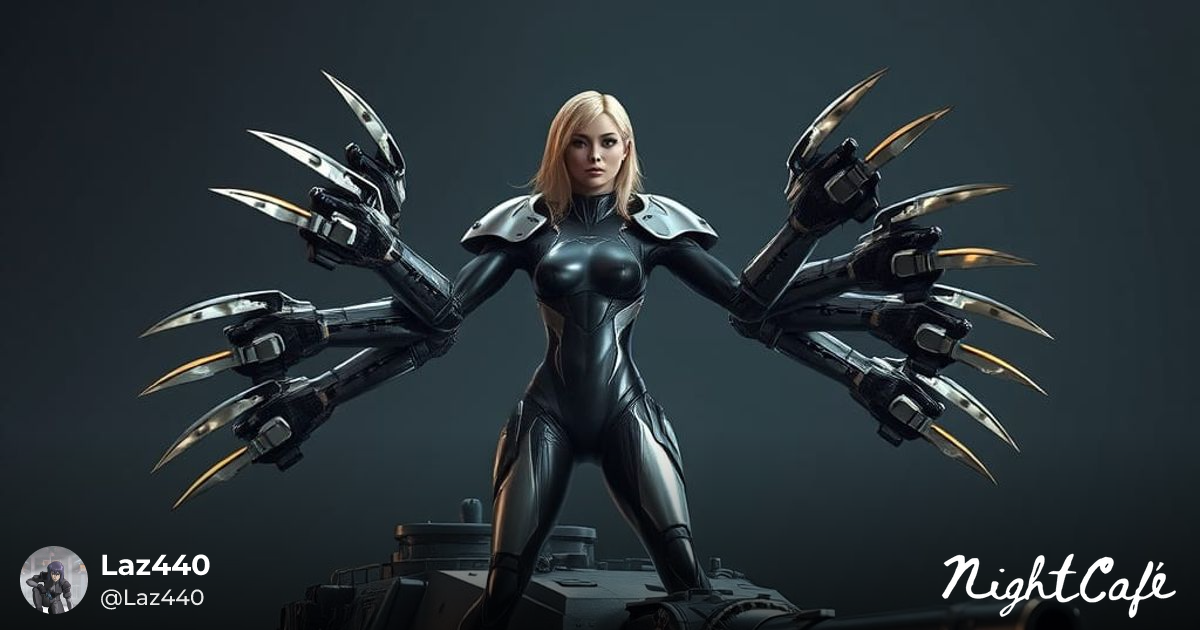 Cyberpunk Combat Cyborg Dominates Futuristic Tank - AI Art