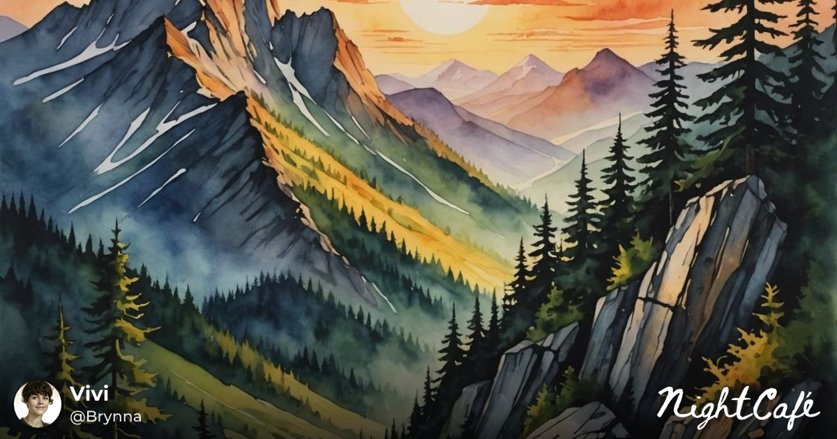 Watercolor Painting of a Cursed Mountain Ravine - AI Art