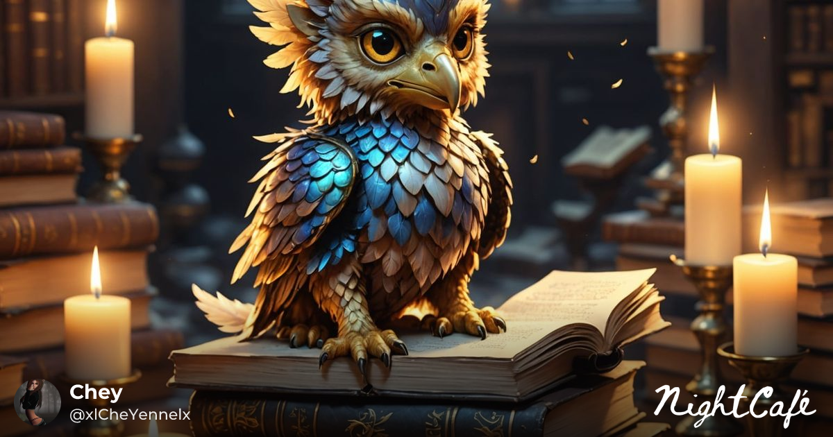Learnin' is power - Griffin Cub on Ancient Books, Fantasy Ar...