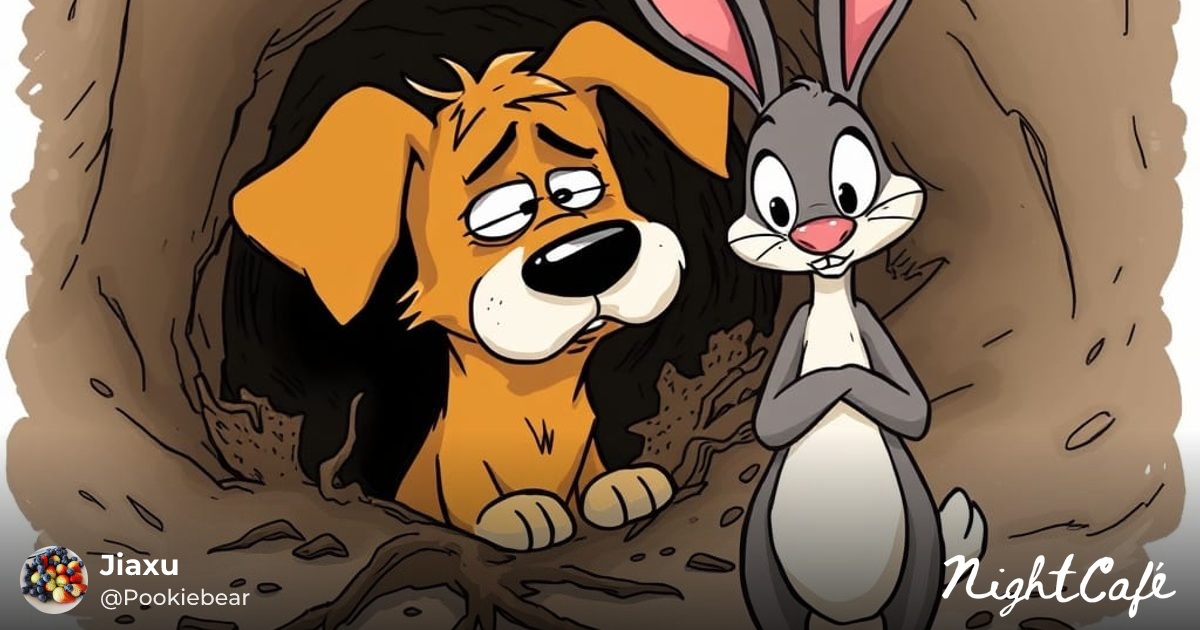 poor dog - Distraught Cartoon Dog in Whimsical Cartoon Style