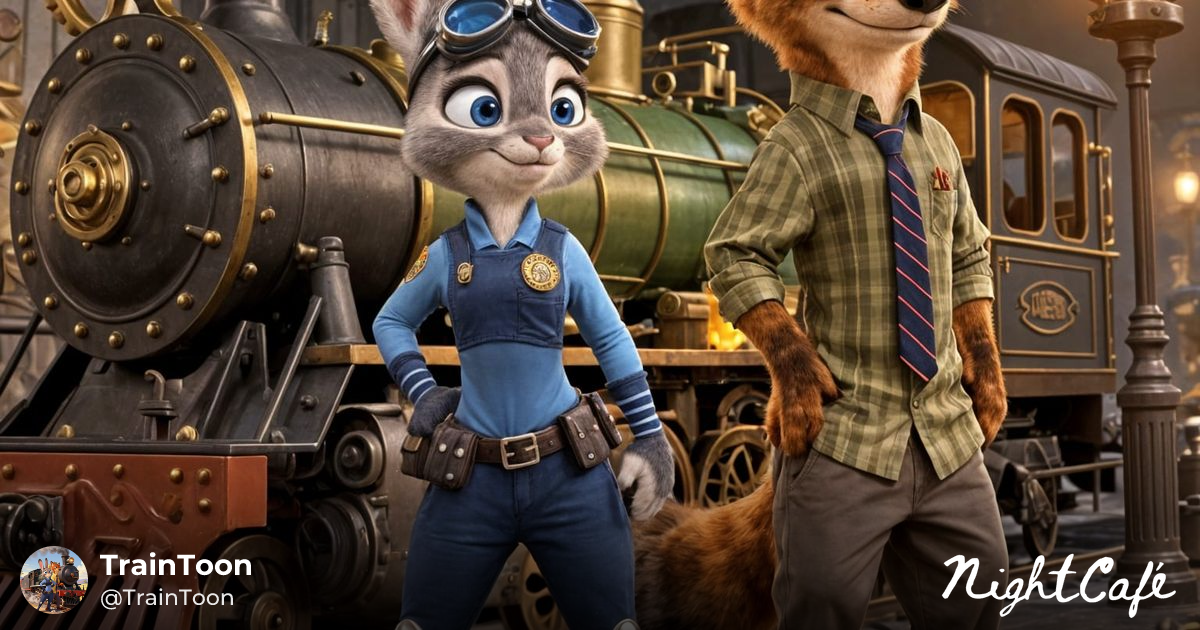 Judy Hopps & Nick Wilde in Steampunk Wild West - AI Art