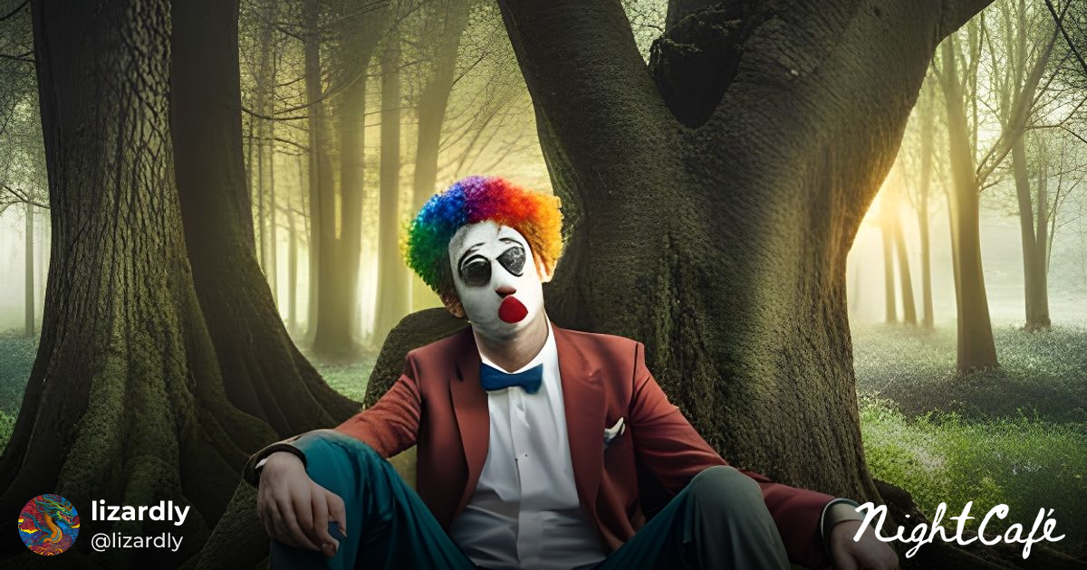 Clown Takes A Break - Clown Lounging Under Tree in Sunlight