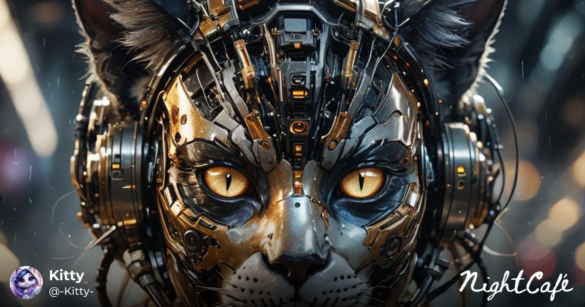 Mecha Cat - Cosmic Cyborg Cat-Woman Hybrid in Sci-Fi Style