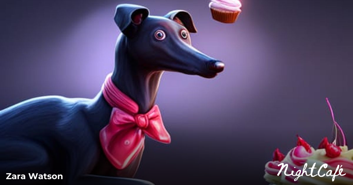 A Black Greyhound Eating a Cupcake - Black Greyhound Enjoys ...