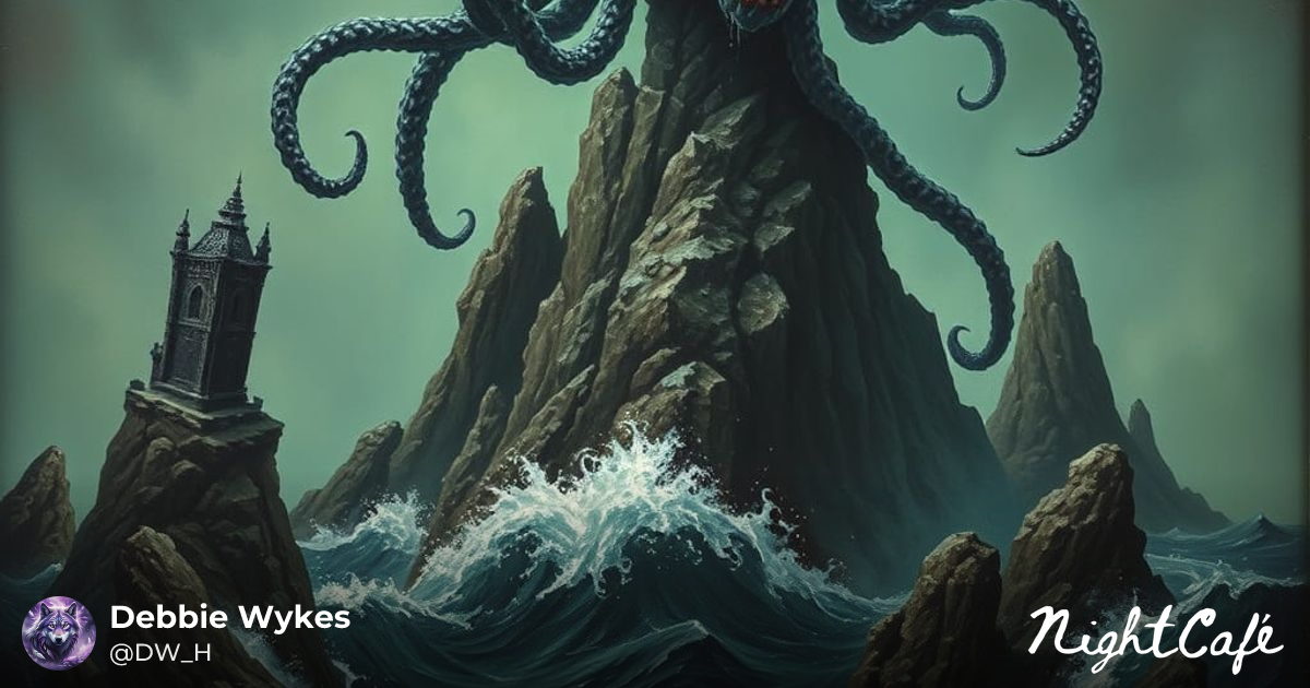 Cthulhu inspired sea monster rising from the sea need crumbling ...