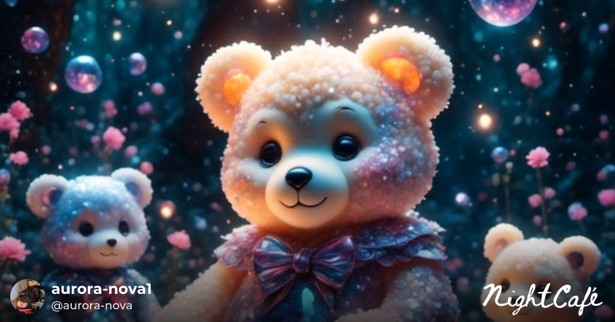 Twilight Teddy Bear Picnic in Dreamy Darkness - AI Art