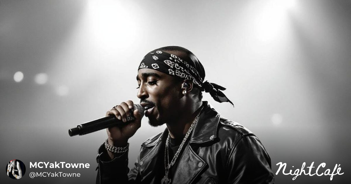 Tupac Shakur Concert, Black and White Photography - AI Art