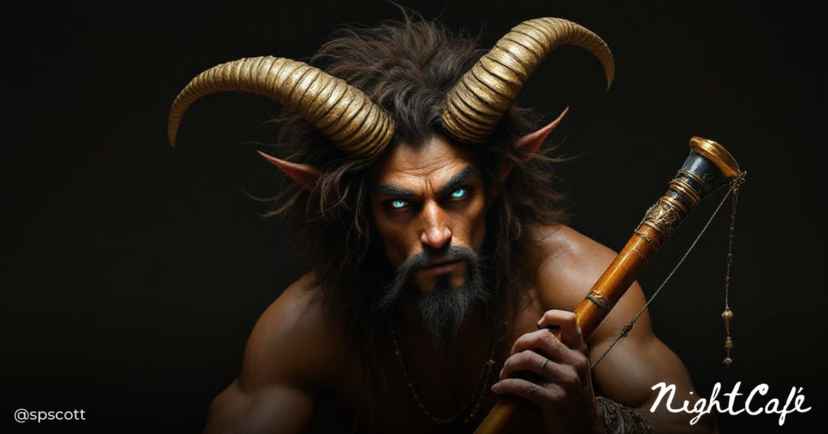 The Satyr of Seville - Dramatic Satyr Portrait in Chiaroscur...