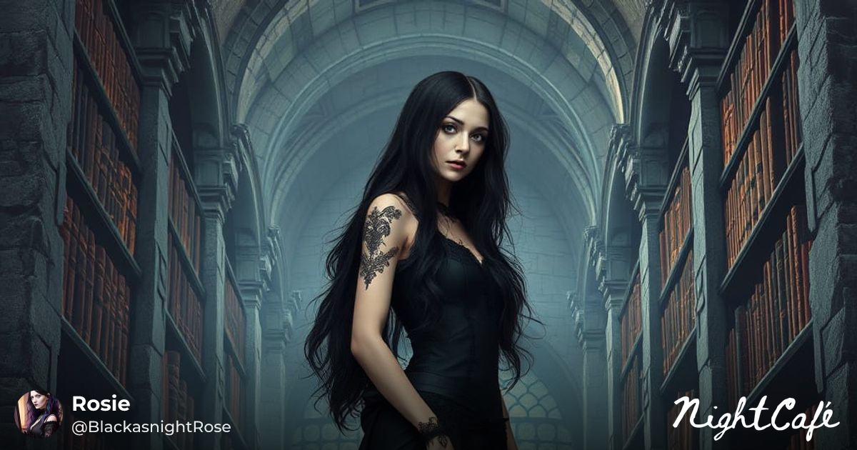 Gothic Lady in Decaying Library, Dark Academia Sty... - AI Art