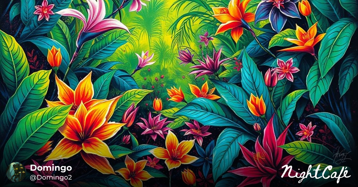 jungle epic - Neon Jungle Graffiti Art in Polychromatic Sty...