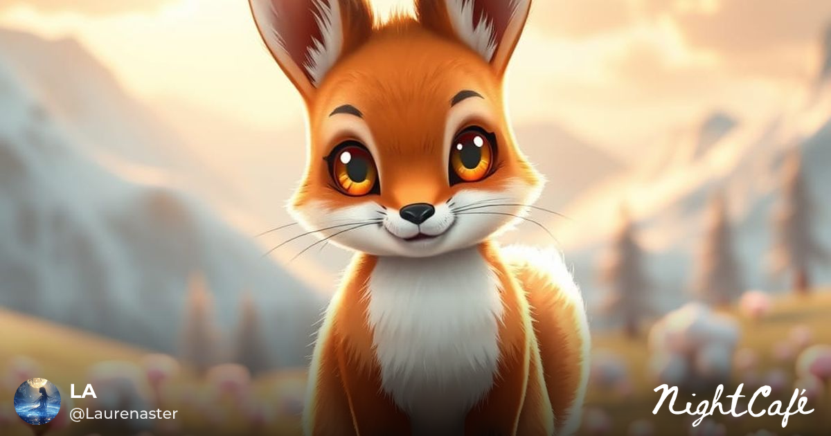 Here foxy, foxy - Chibi Fox-Hare Hybrid in Alpine Meadow