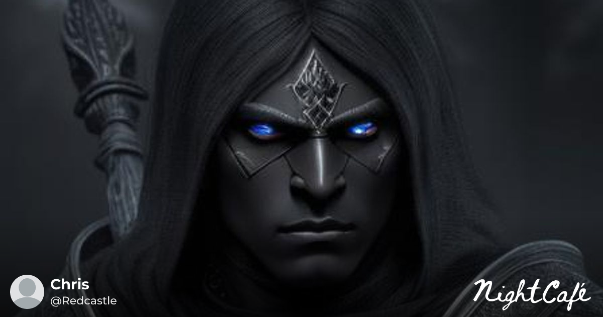 Dark Elf Warrior in Chainmail Armor with Spear - AI Art