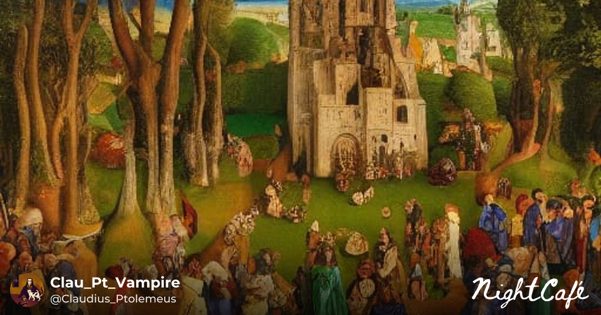 Joyful Medieval Spring Landscape in Whimsical Oil ... - AI Art