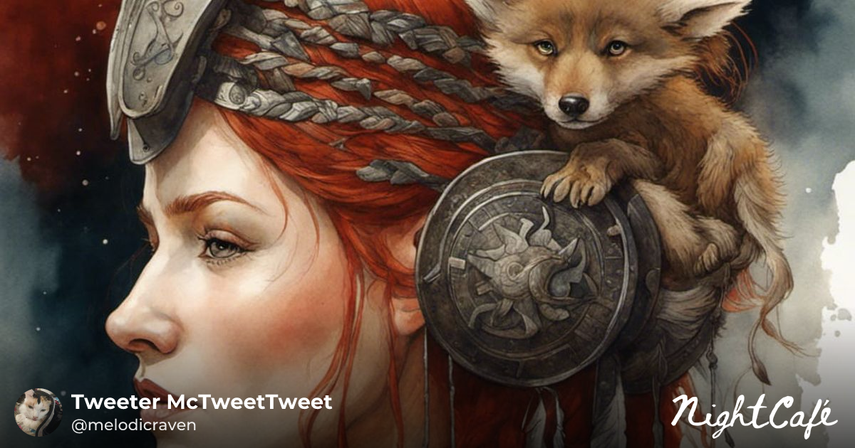 Feilan - Red-Haired Wolf Goddess Watercolour Painting